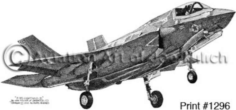 F-35B Lightning II Drawing - 8x10 – PAX River Naval Air Museum Gift Shop